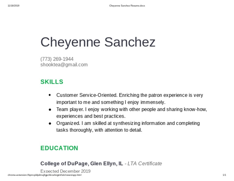 Cheyenne Sanchez Resume | PDF