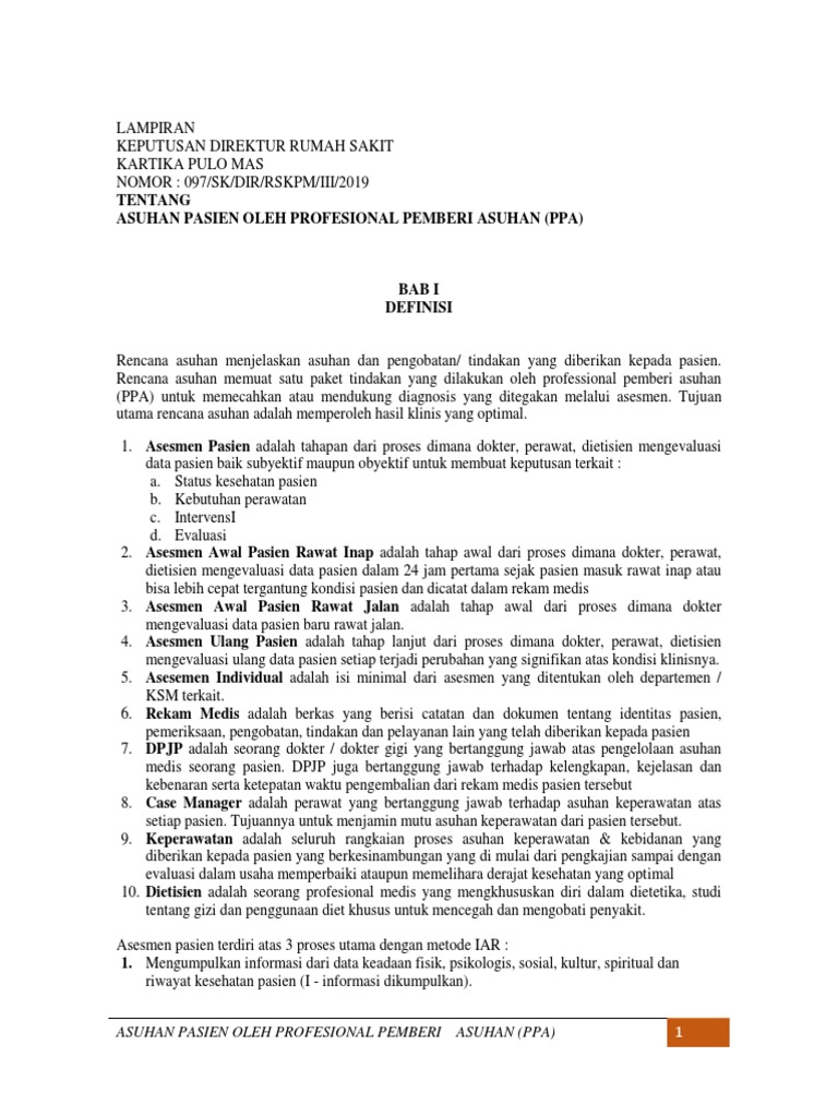 Pap 2.1 Ep 1 Asuhan Pasien Oleh Profesional Pemberi Asuhan (Ppa) | PDF