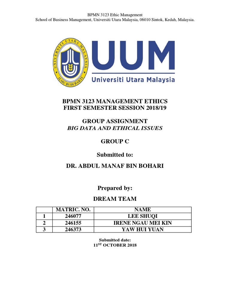 Big Data & Ethical Issues Report | PDF | Big Data | Privacy