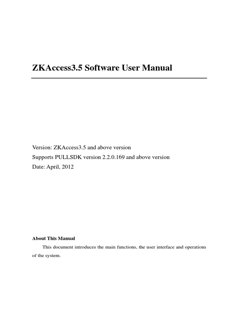 ZKAccess3.5 User Manual V1.0 | PDF | Access Control | Ip Address