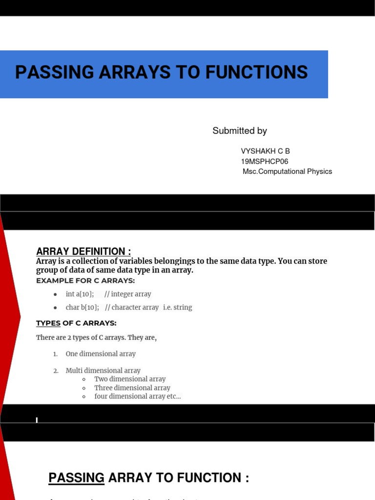 Passing Arrays in C Functions | PDF