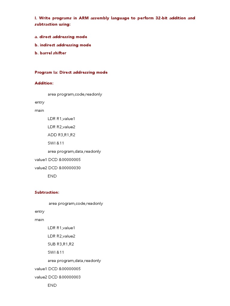 ARM Lab Assignments | PDF | Assembly Language | Arithmetic
