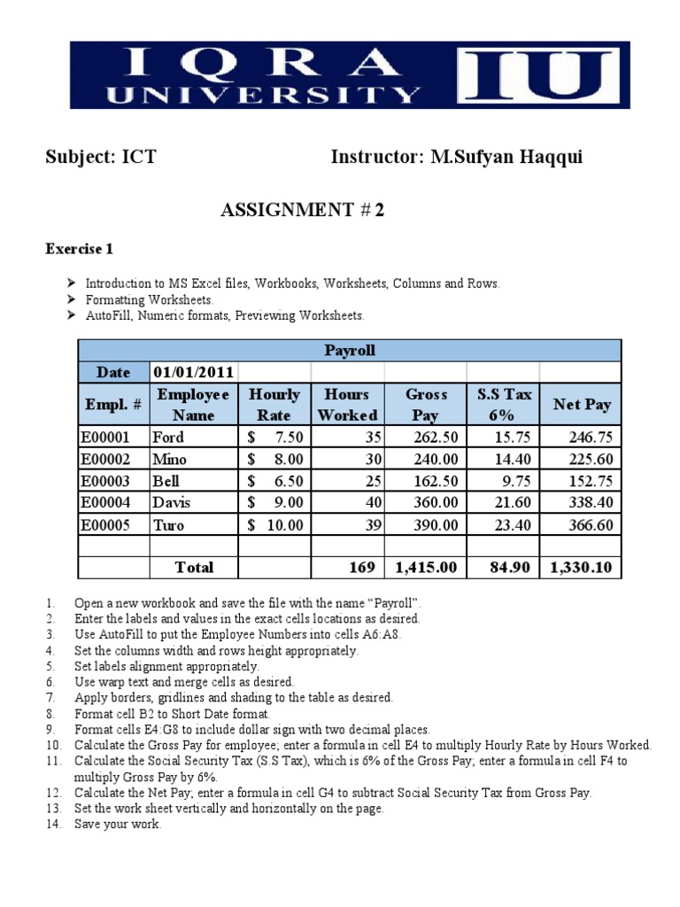 Assignment # 2 Formula Explanation | Download Free PDF | Worksheet ...