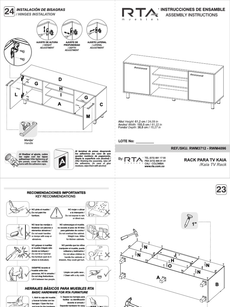 RWM 3712 - RWM 4096 - Instructivo Rack para TV Kaia | PDF | Ingeniería ...