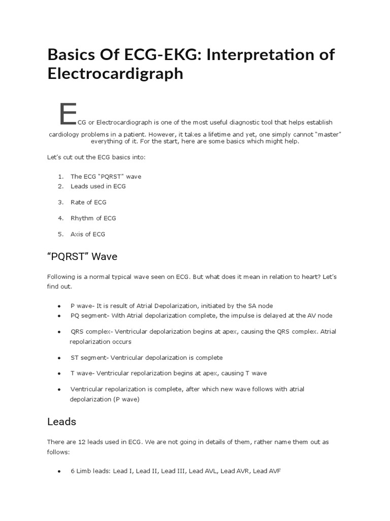 Basics of ECG | PDF | Electrocardiography | Cardiology