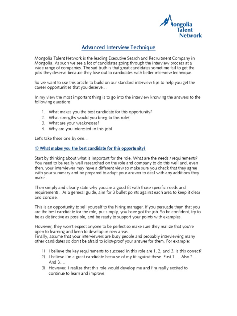 Mastering Advanced Interview Techniques | PDF | Interview | Recruitment