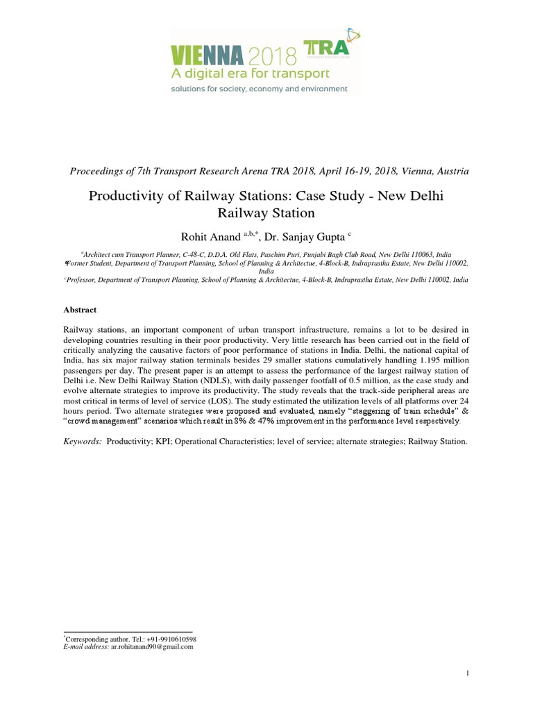 Productivity of Railway Stations: Case Study - New Delhi Railway ...
