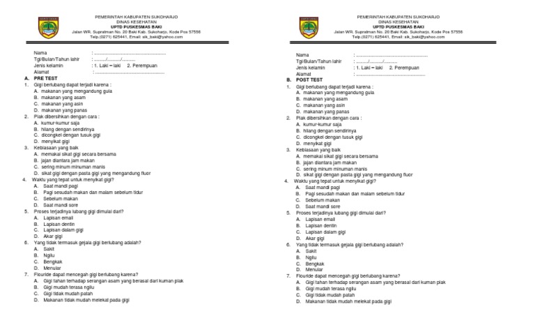 Contoh Soal Pre Test Dan Post Test | PDF