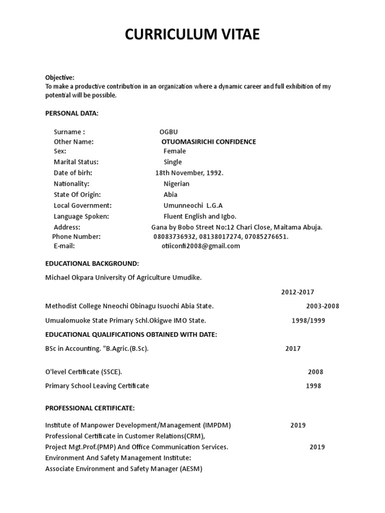 Curriculum Vitae: Personal Data | PDF