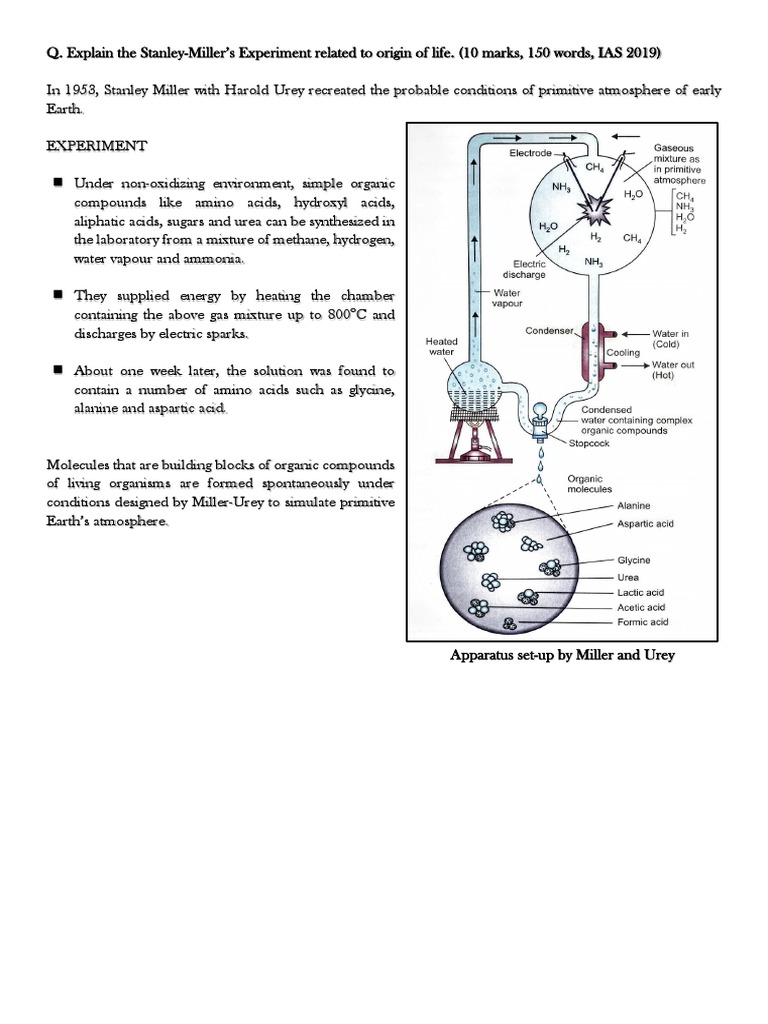 Miller-Urey Experiment PDF | PDF
