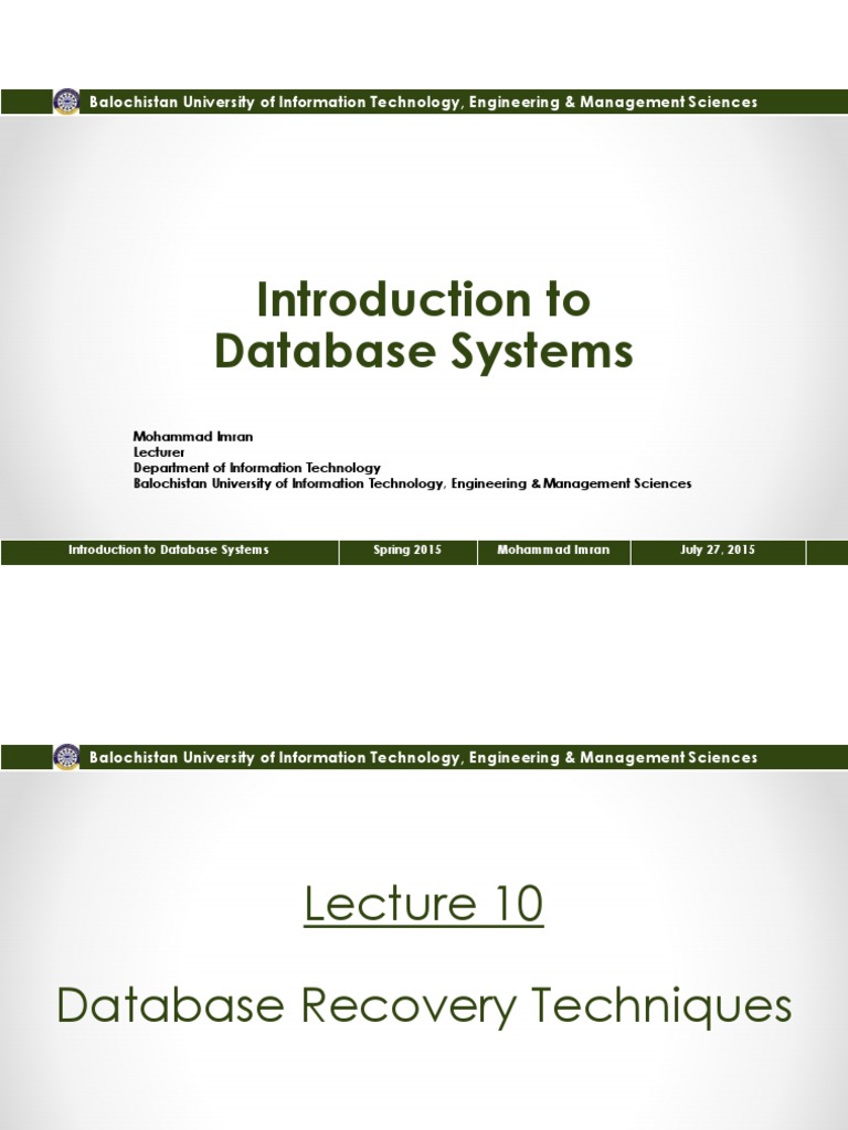 Database Recovery Techniques at Balochistan University: An Overview of ...