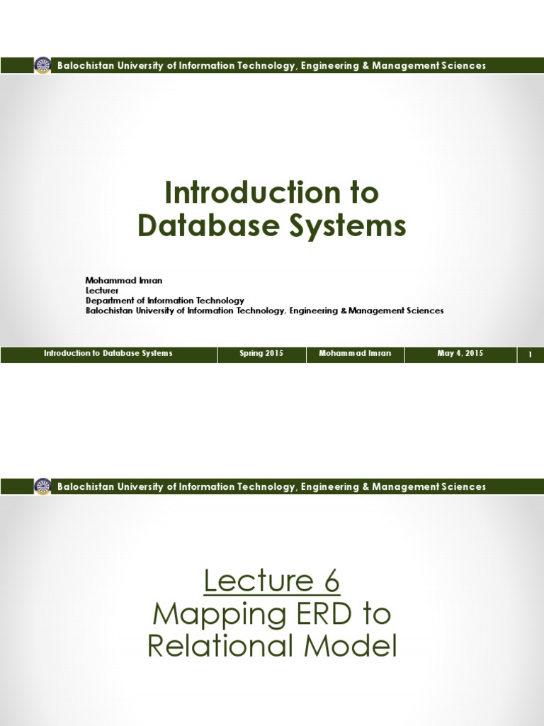 Lec 6 - IDB | PDF | Relational Model | Relational Database
