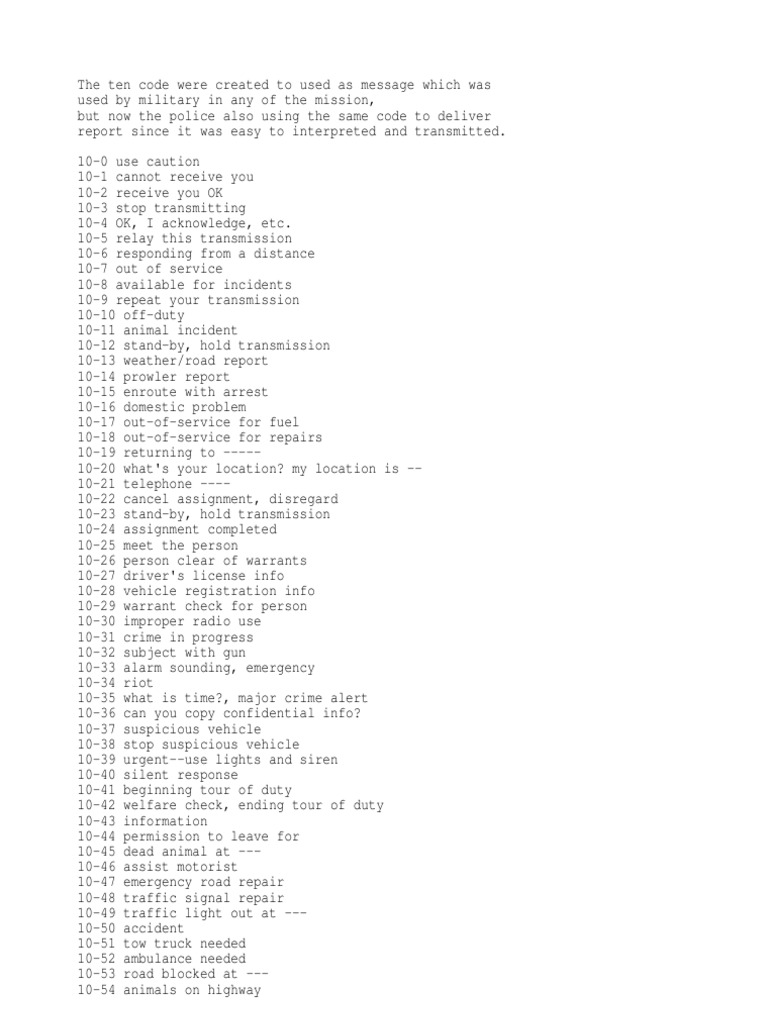 The Ten Code | PDF | Traffic | Transport