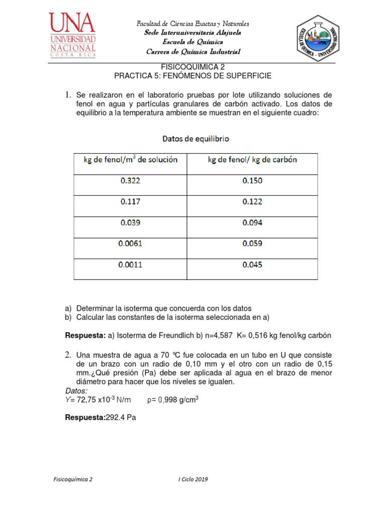 Practica. Fenómenos de Superficie | PDF | Adsorción | Industria química