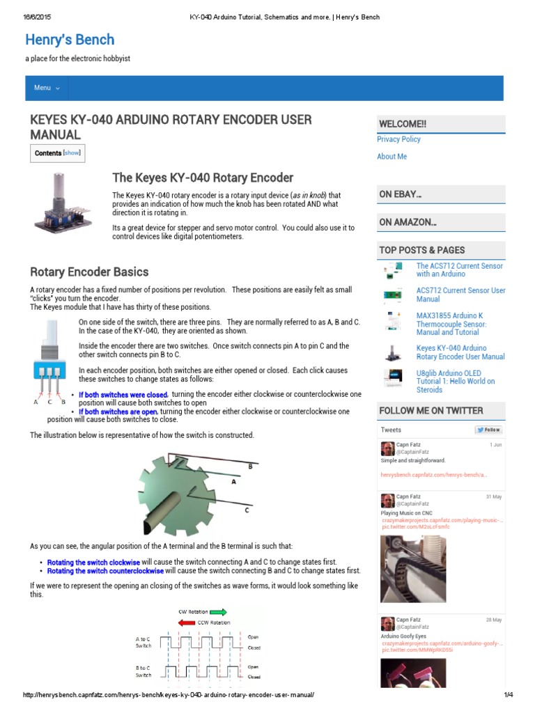 Keyes Rotary Encoder Module Ky-040 | PDF | Switch | Electrical Engineering