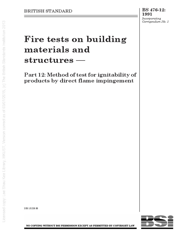 BS 476 Part 12:1991 2014 | PDF | Flow Measurement | Pipe (Fluid Conveyance)