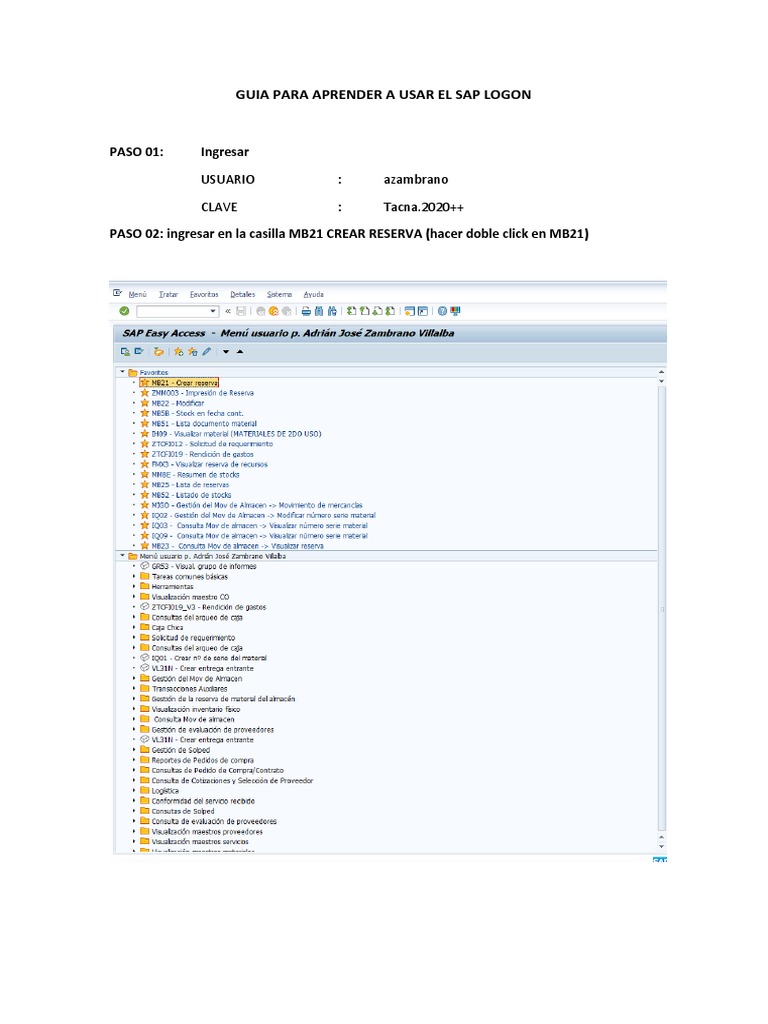 Guia para Usar Sap | PDF | Informática | Informática y tecnología de la ...
