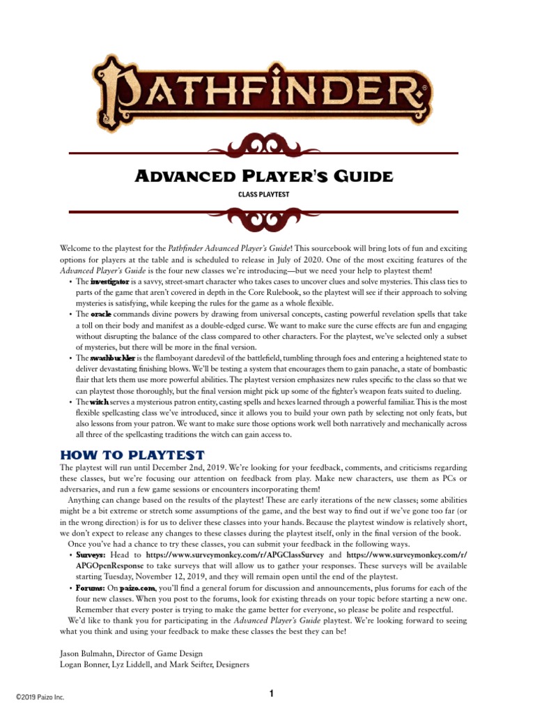 Advanced Player Guide | PDF