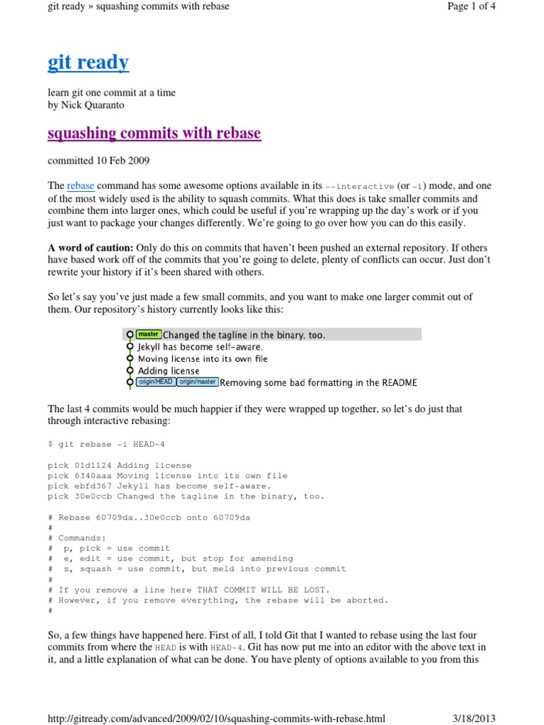 Squashing Commits With Git | PDF | Software | Computing