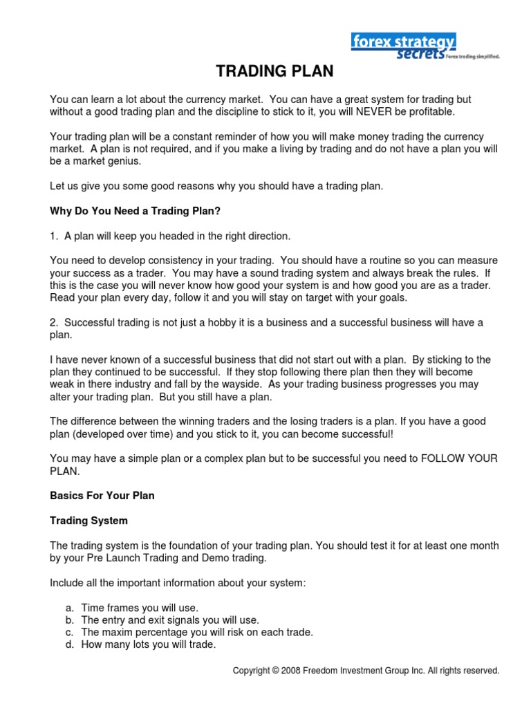 Forex Trading-Plan PDF | PDF | Algorithmic Trading | Market (Economics)