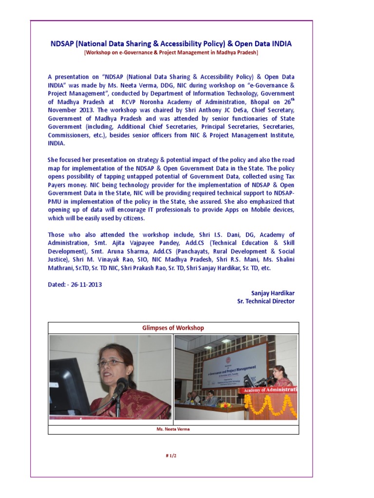 NDSAP (National Data Sharing & Accessibility Policy) & Open Data INDIA ...