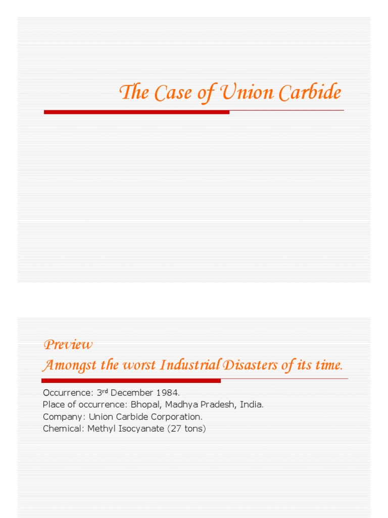 The Case of Union Carbide | PDF | Poison | Chlorine