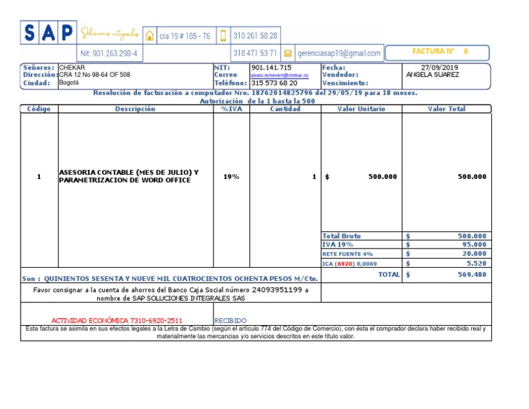 Factura 006 Sap Chekar-1 | PDF | Economias | Business