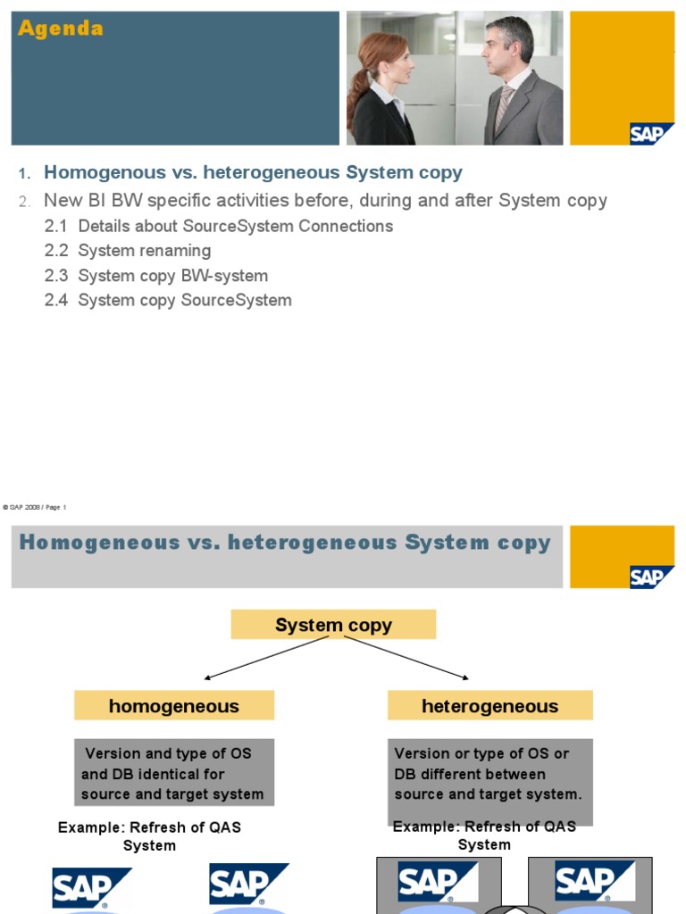 Homogenous vs. Heterogeneous System Copy: New BI BW Specific Activities ...