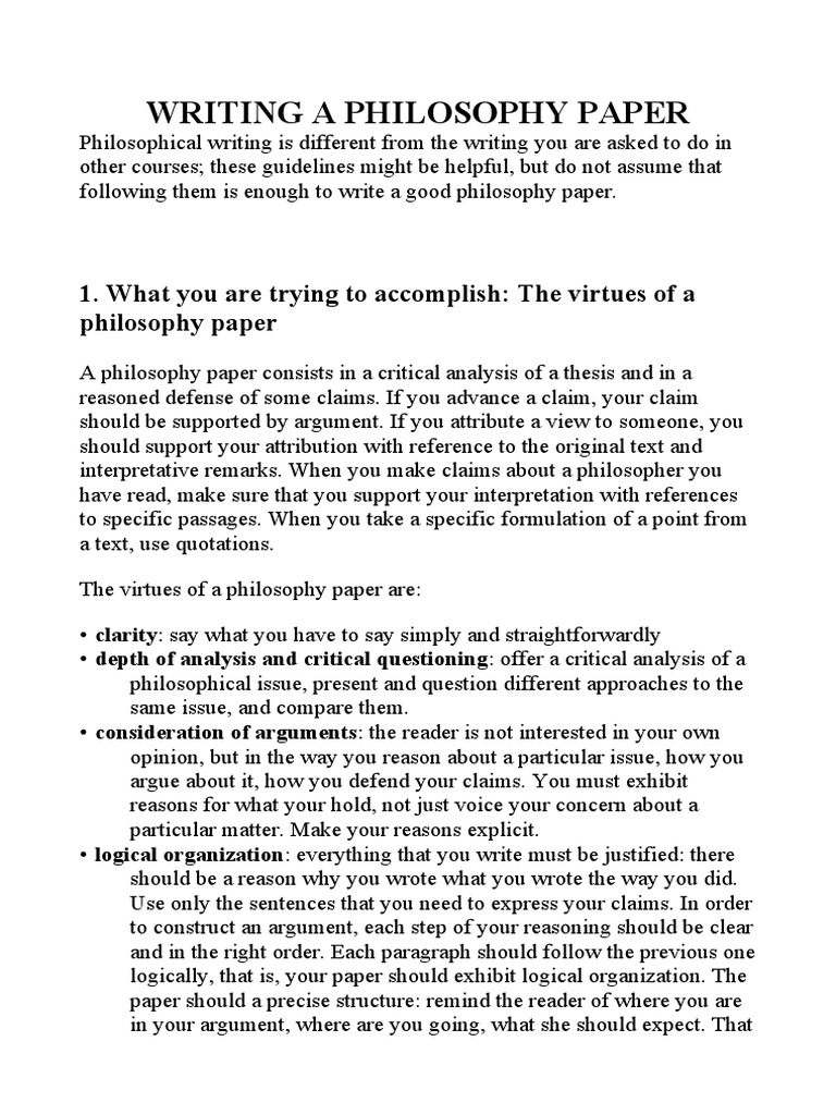 Bagnoli Guidelines-How To Write A Philosophy Paper | PDF | Reason ...