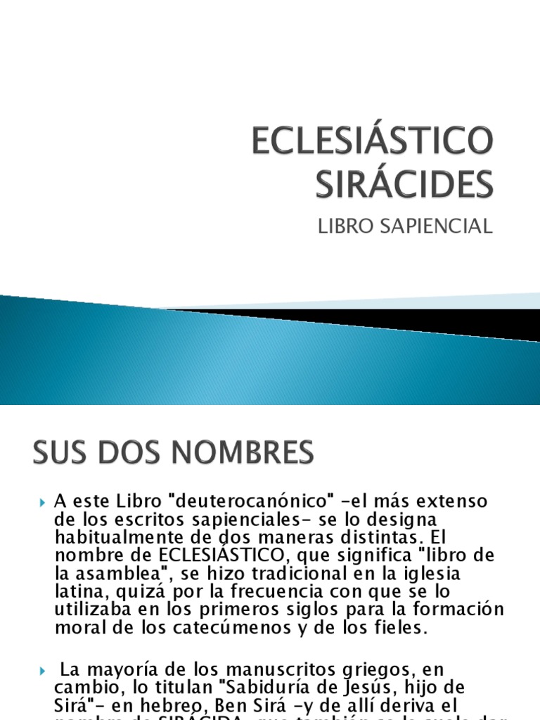 Eclesiástico | PDF | Textos Religiosos | Biblia