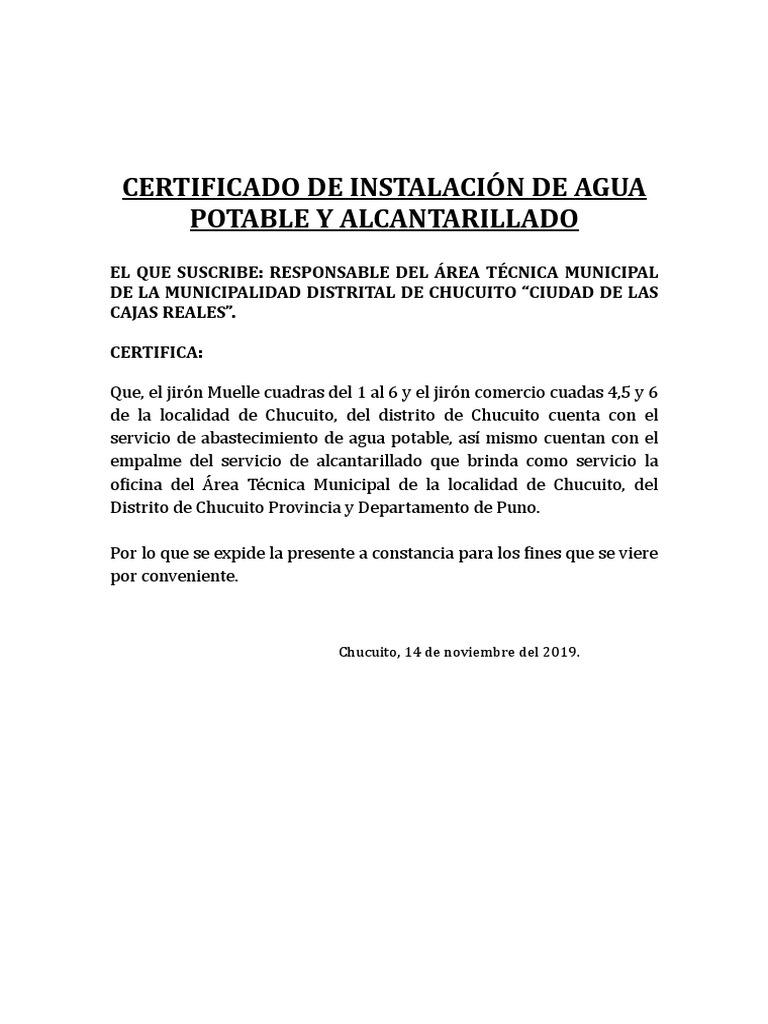 Certificado de Agua | PDF