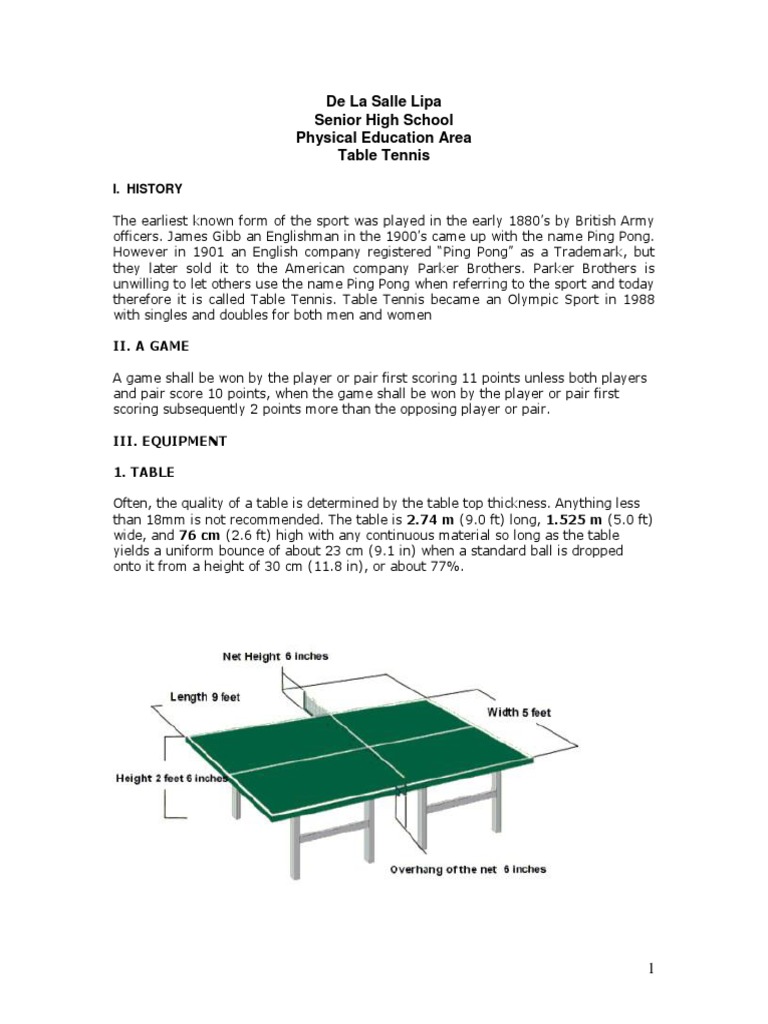 Table Tennis Handout 1 | PDF | Table Tennis | Ball Games