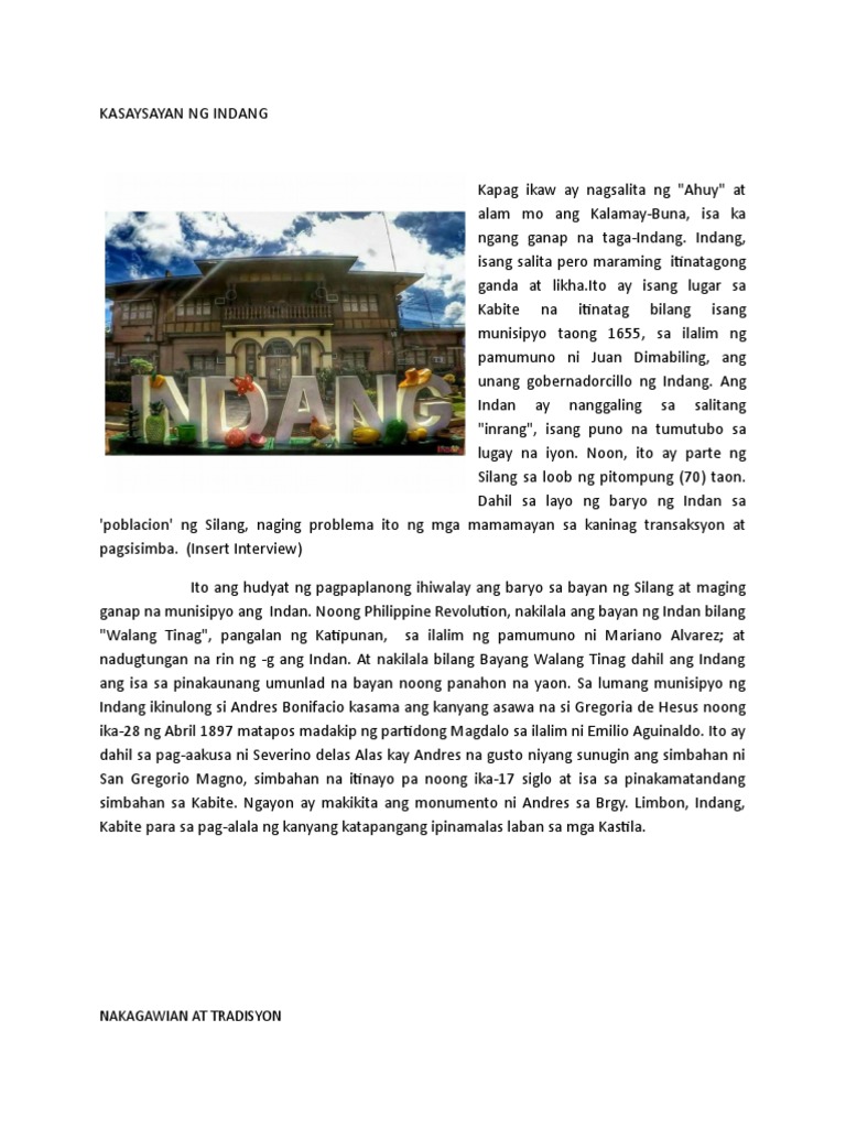 Indang History | PDF