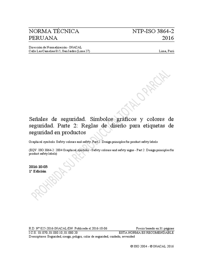 NTP Iso 3864 2 Senales de Seguridad | PDF | Organización internacional ...