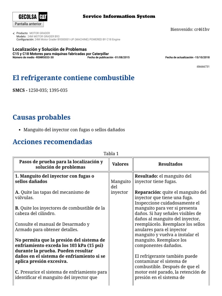 Código de Falla Motor C15 y c18 24M Combustible en El Aceite PDF | PDF | Energía y recursos ...