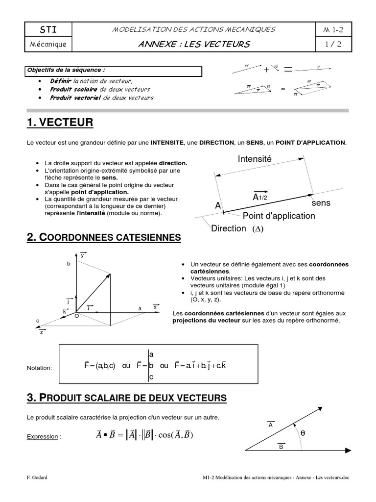 Mac Annexe Vecteurs | PDF | Scalaire (mathématiques) | Coordonnées ...