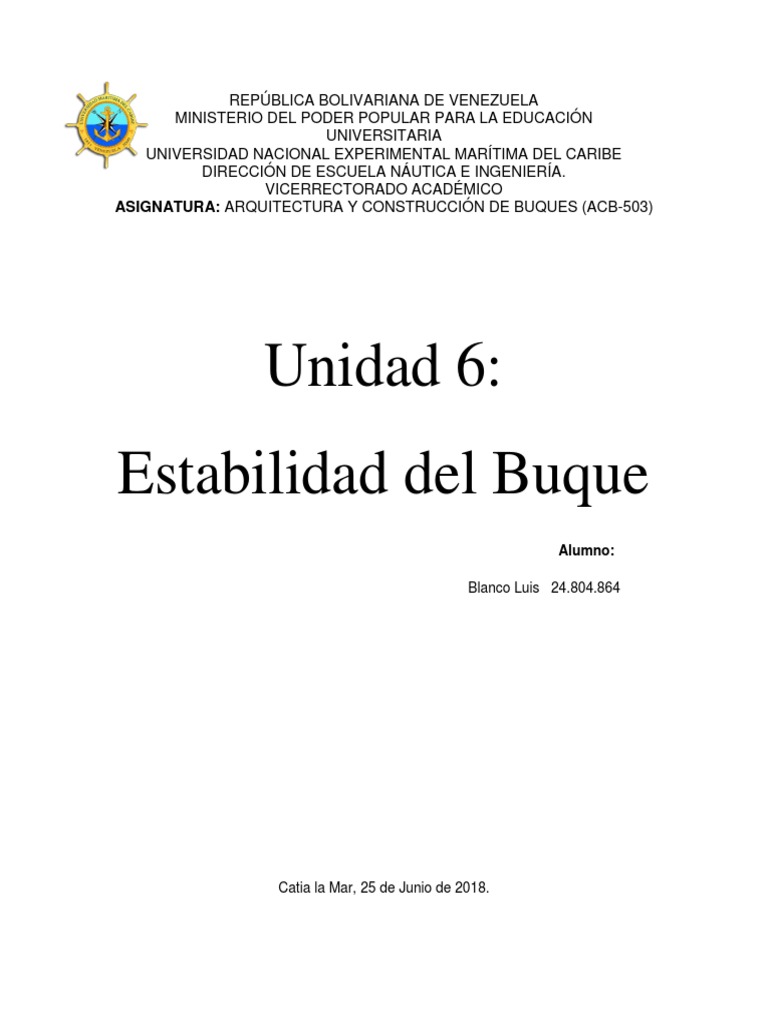 Estabilidad Del Buque | PDF | Construcción naval | Industria pesada