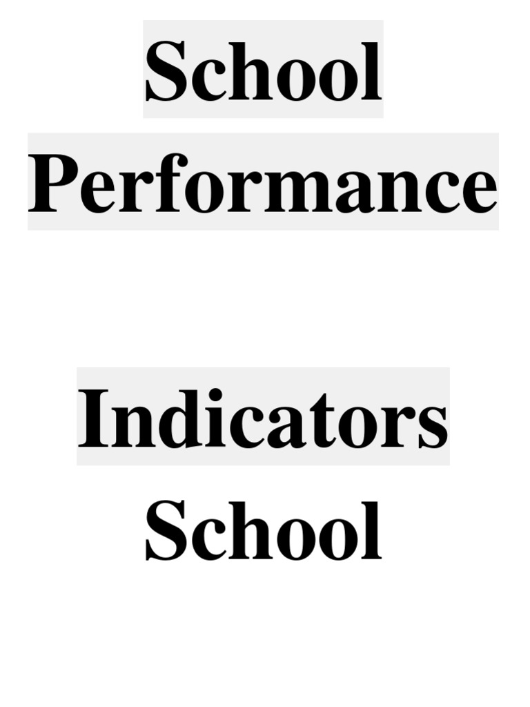 School Performance Indicators | PDF