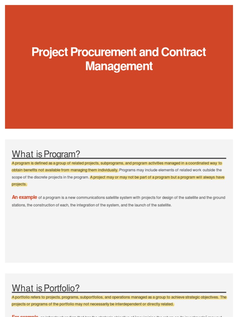 Project Procurement and Contract Management | PDF | Procurement ...