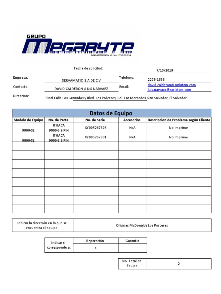 Solicitud de Reparación de Equipos | PDF