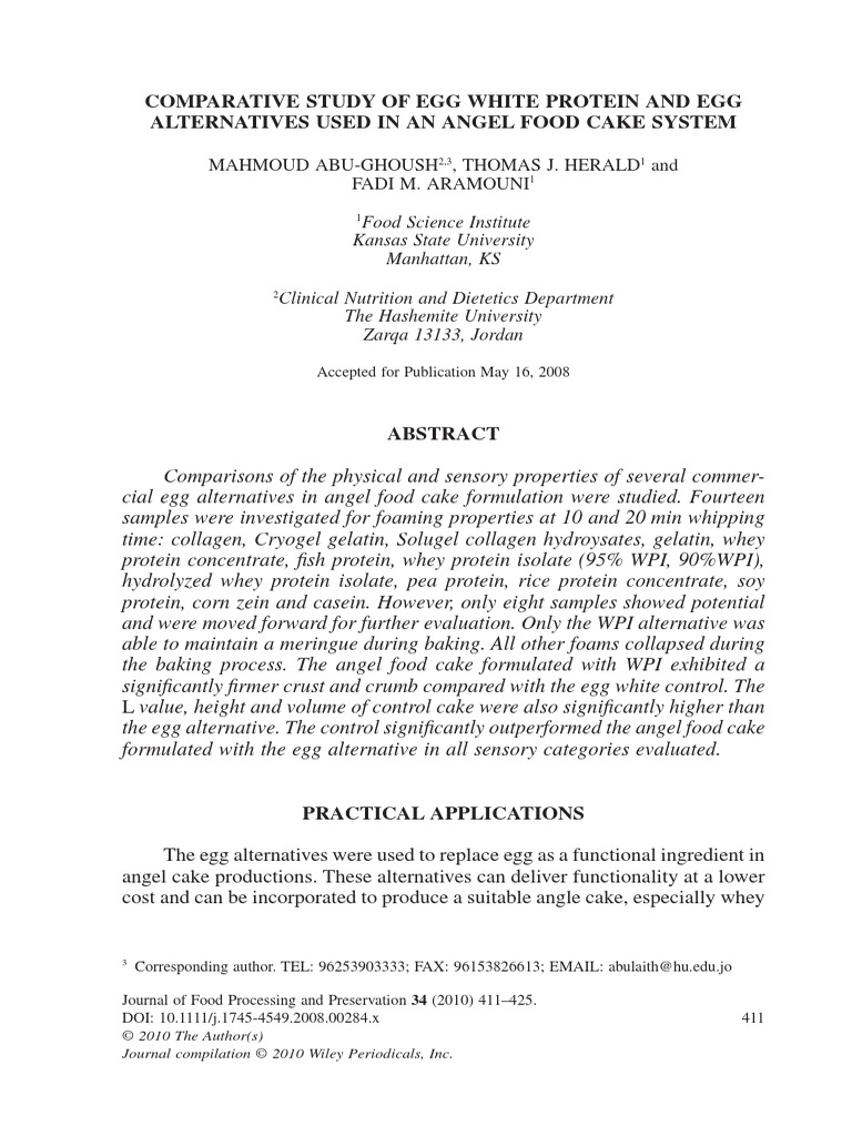 2010 - Comparative Study of Egg White Protein | PDF | Meringue ...