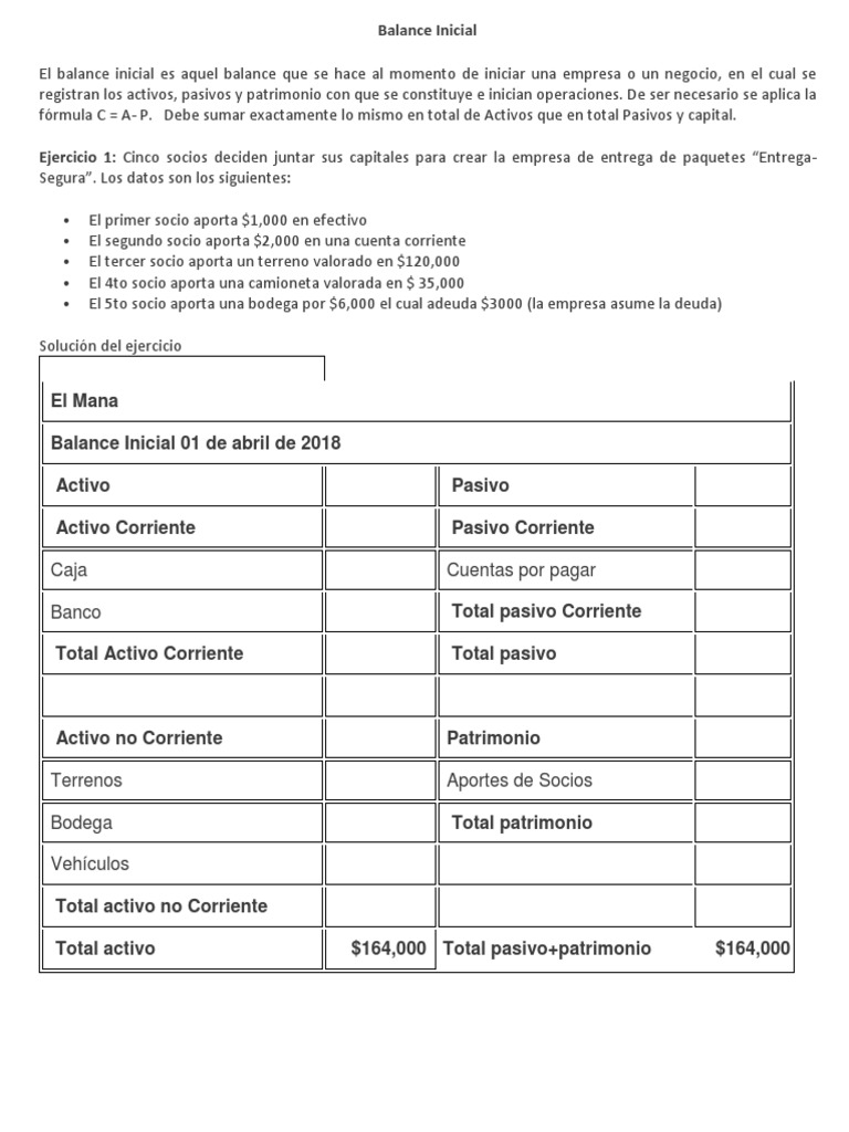 Balance Inicial | PDF | Hoja de balance | Corporaciones