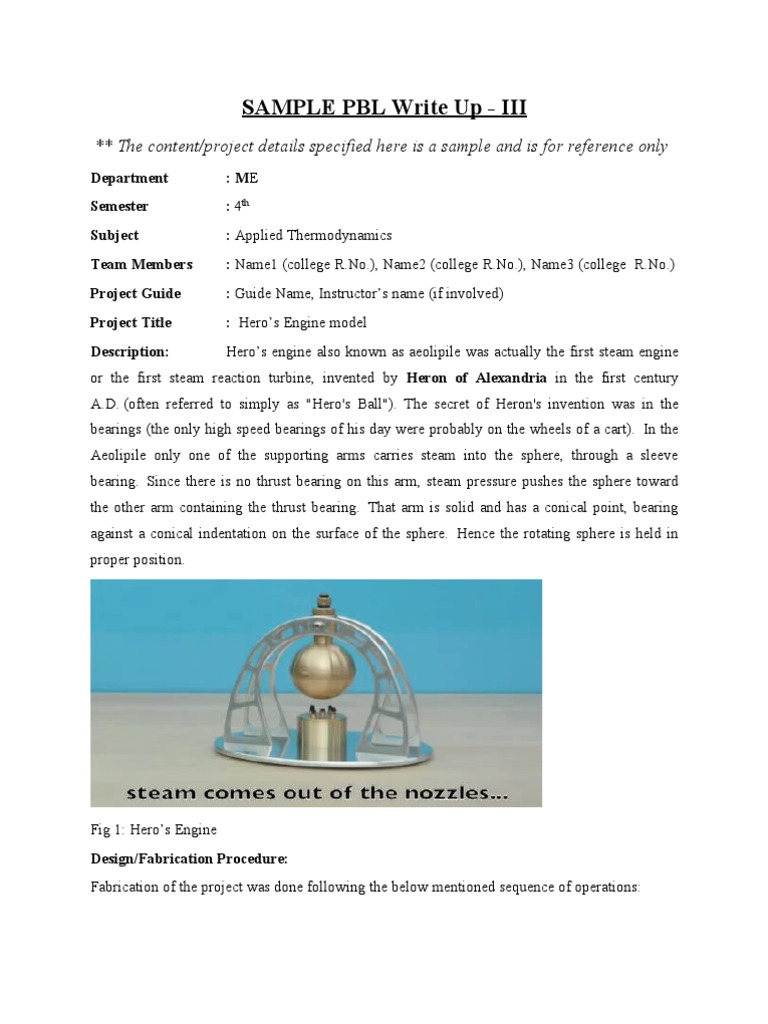 Sample PBL Write Up1 | PDF | Steam | Bearing (Mechanical)