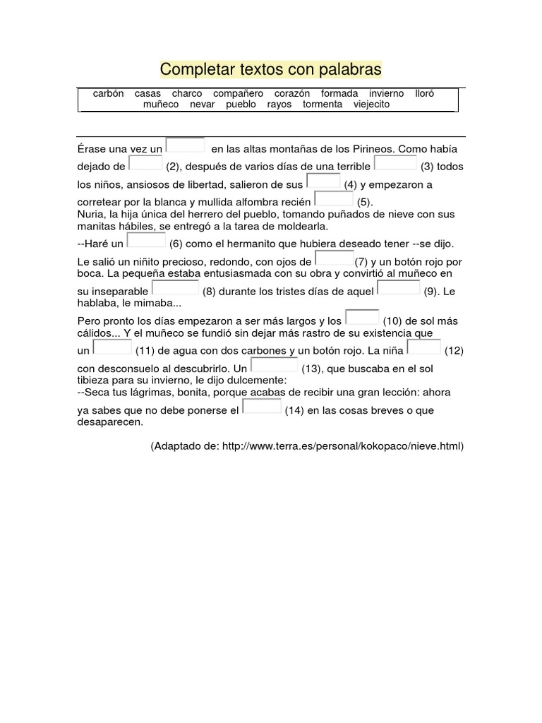 Texto para Completar | PDF | Naturaleza