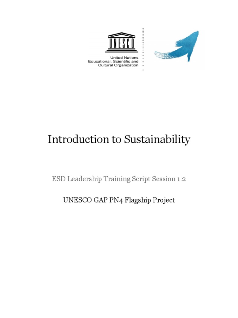 Introduction To Sustainability: ESD Leadership Training Script Session ...