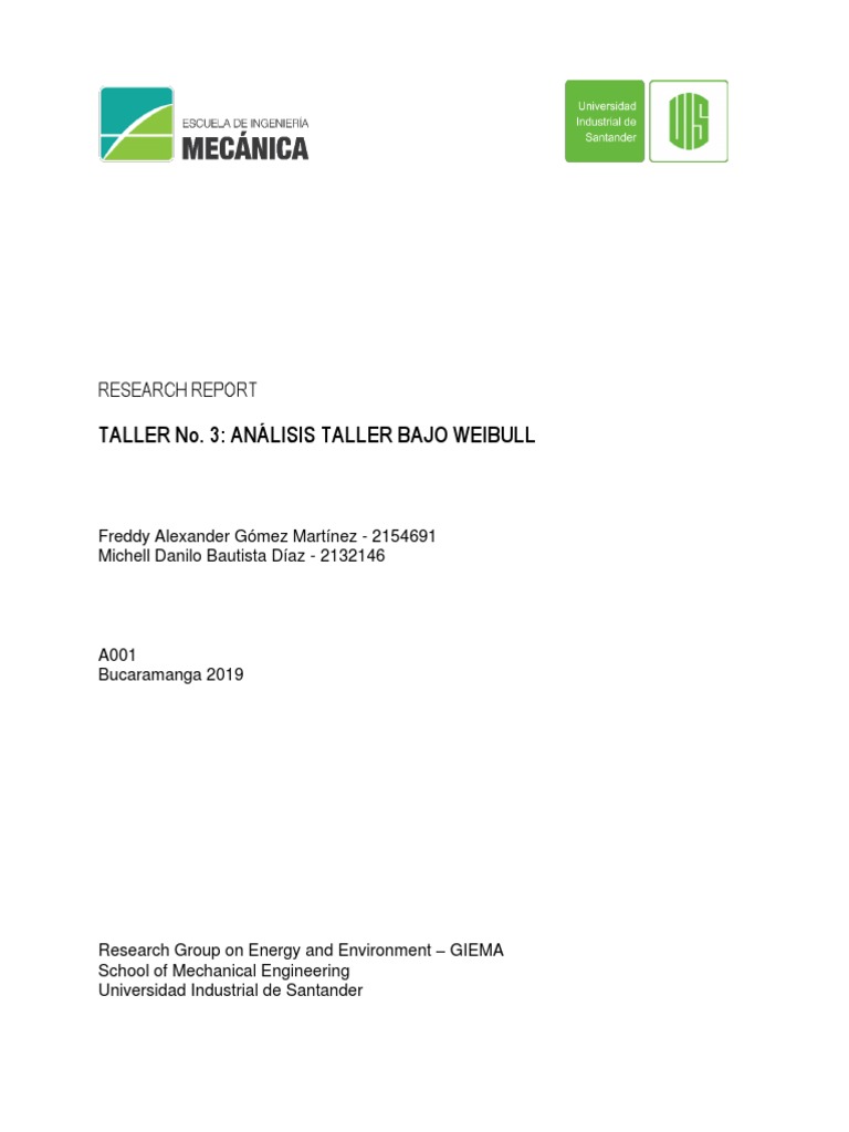 Taller #3 Weibull | PDF | Reliability Engineering | Analysis