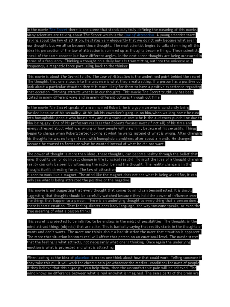 Reflection The Secret | PDF | Feeling | Thought