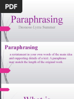 Paraphrasing Skills For RRL Writing - How To Paraphrase Effective | PDF | Plagiarism | Citation