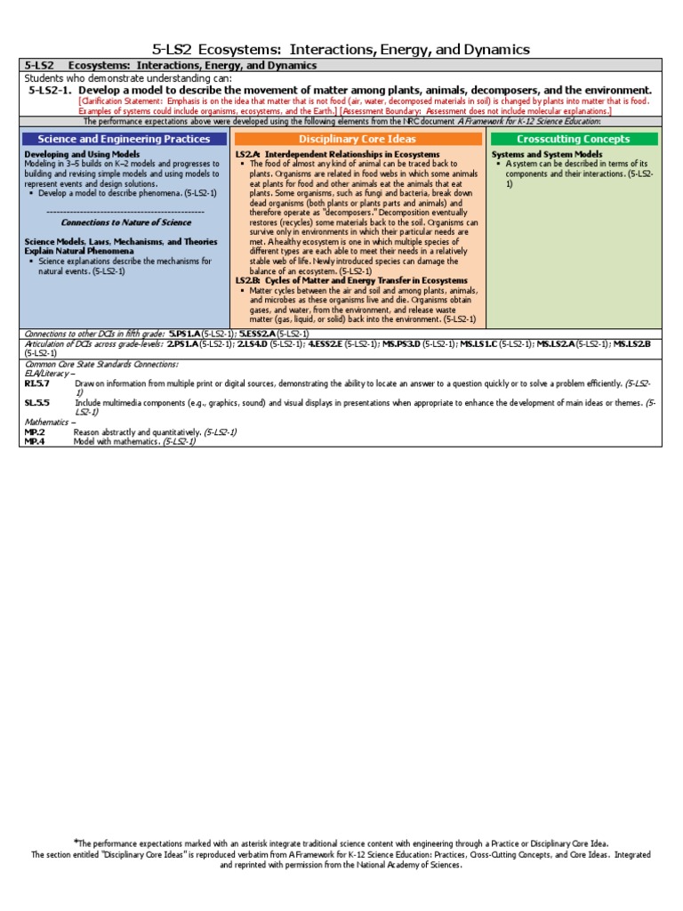 Science Standard Ngss | PDF | Ecosystem | System