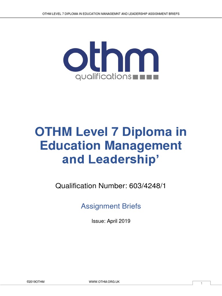 OTHM L7 DEML Assignment Briefs - April 2019 - V01 (1142) | PDF ...
